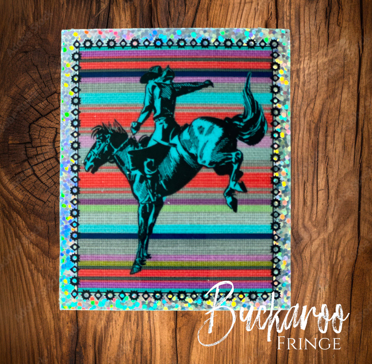 Halographic Buckin Horse Sticker – Buckaroo Fringe